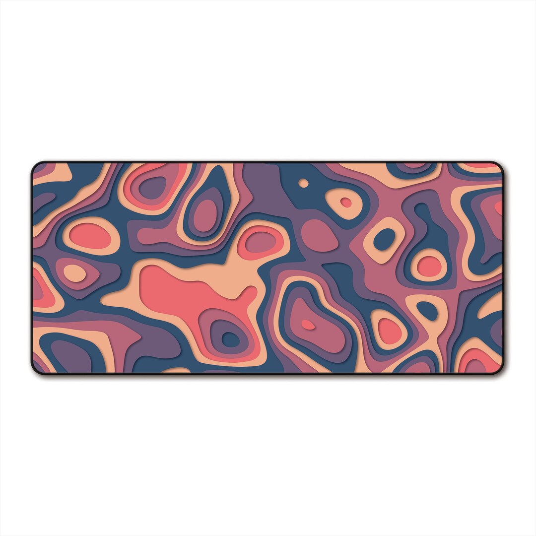 Abstract Fluid Depth Effect Mouse Pad, Multicolor Pink/purple, Non-slip ...