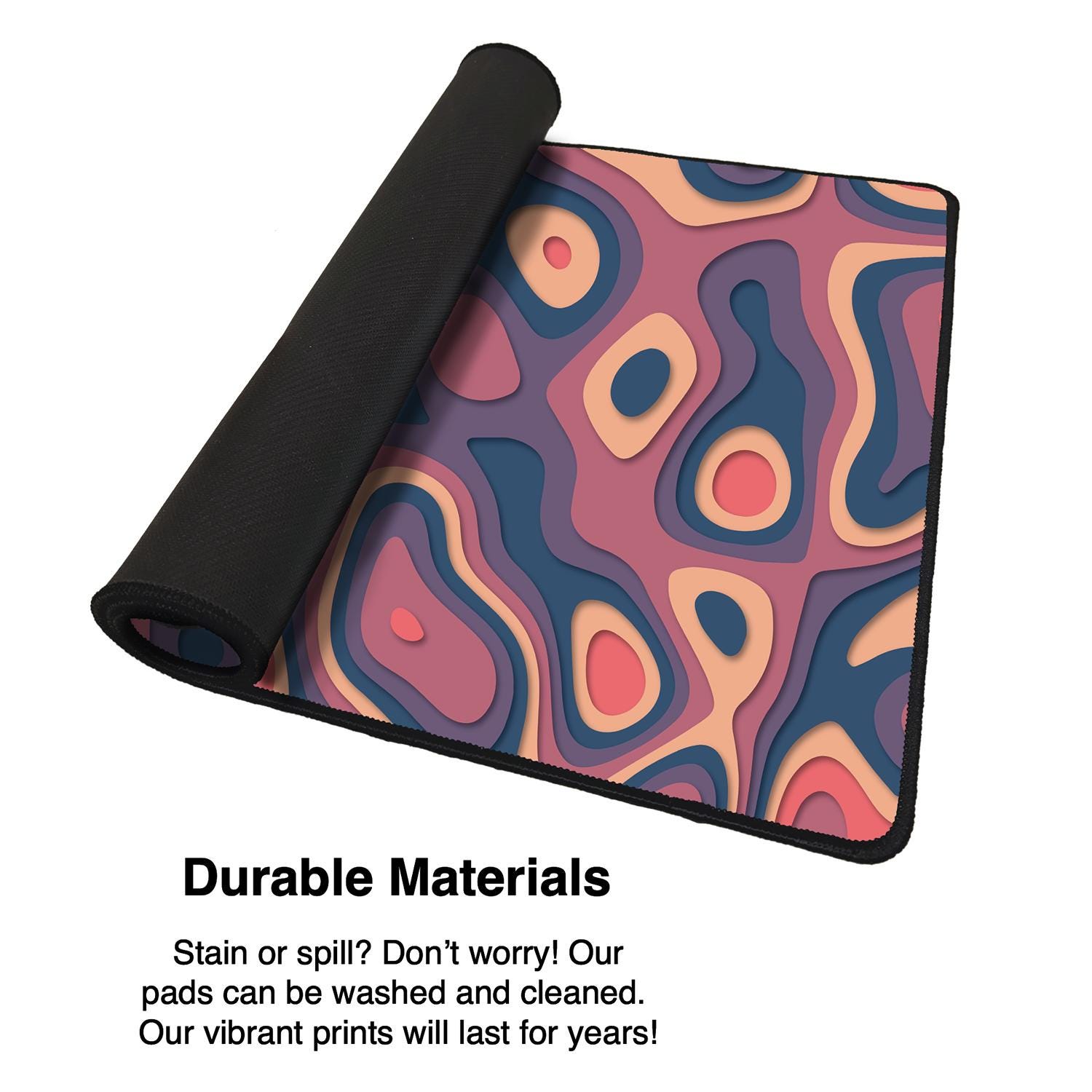 Abstract Fluid Depth Effect Mouse Pad, Multicolor Pink/purple, Non-slip ...