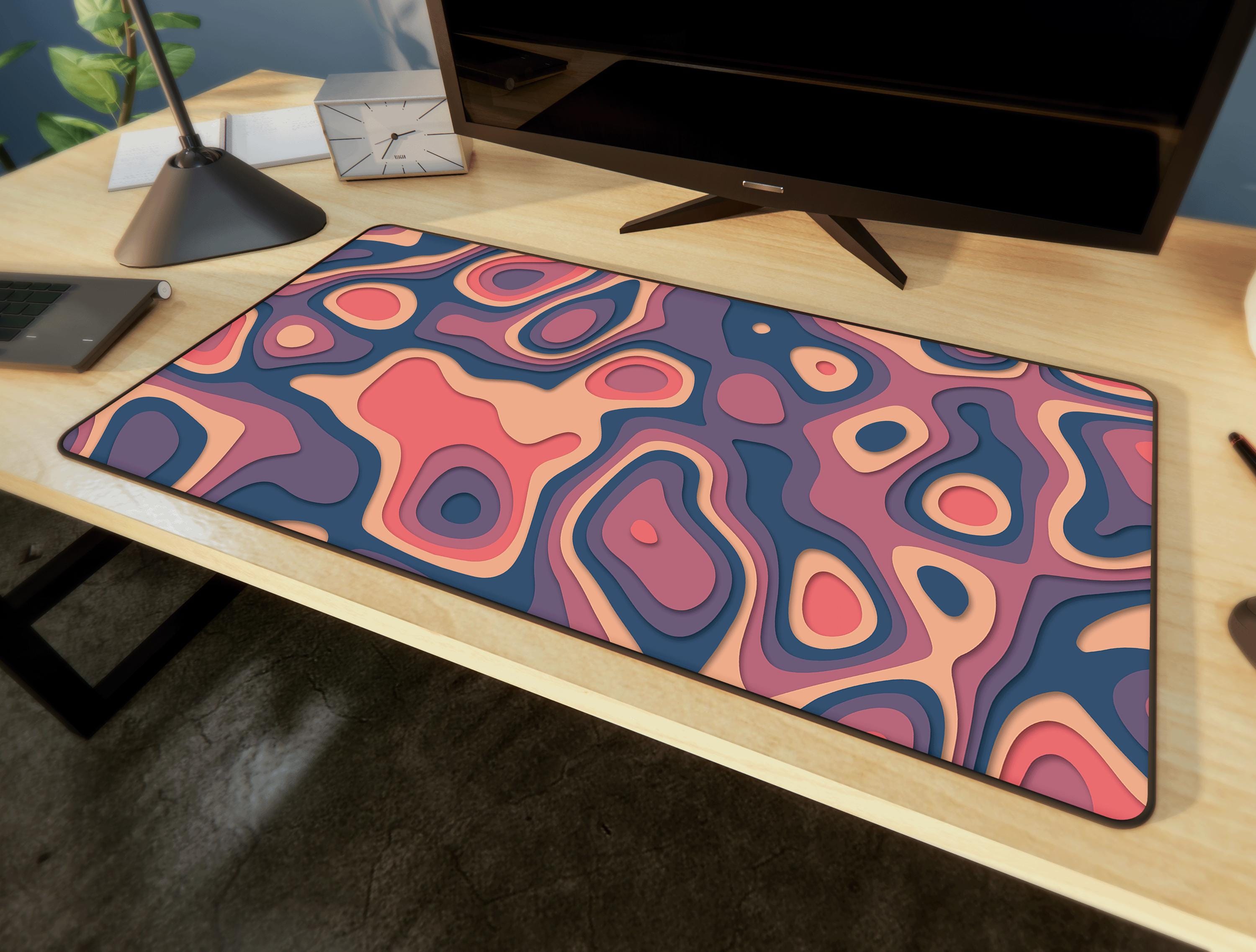 Abstract Fluid Depth Effect Mouse Pad, Multicolor Pink/purple, Non-slip ...