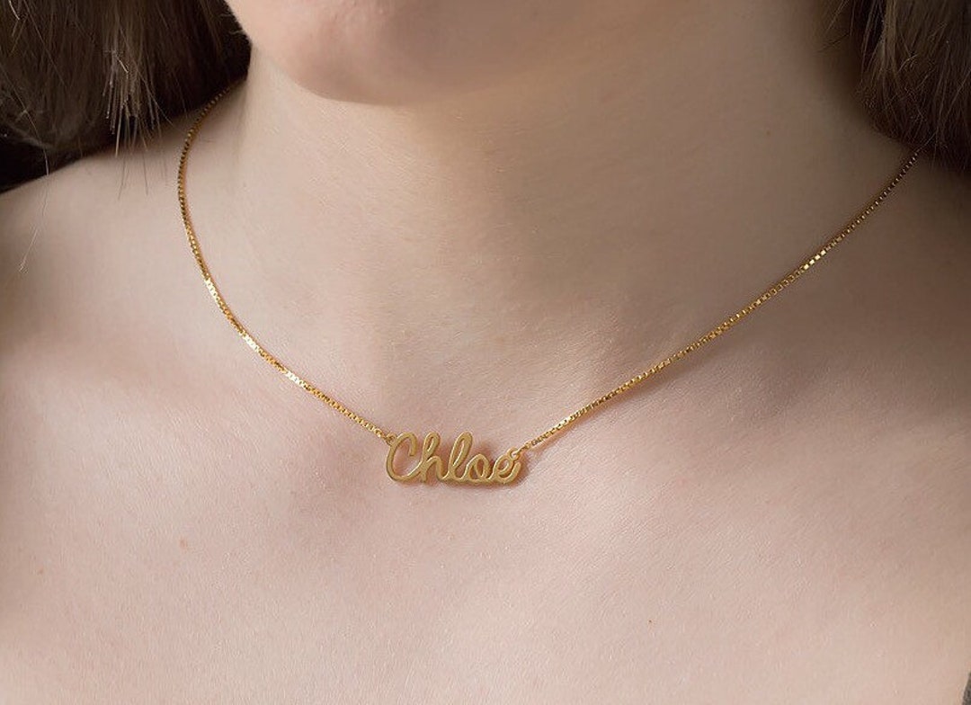 14K Solid Gold Name Necklace - Gold Name Plate - Gold Name Jewelry ...
