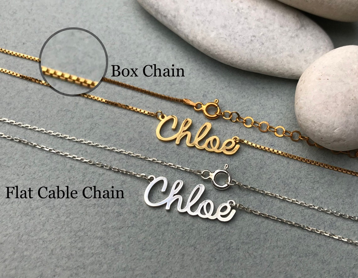 14K Solid Gold Name Necklace Gold Name Plate Gold Name - Etsy