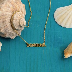 14K Solid Gold English Name Necklace Gold Name Necklace Old English ...