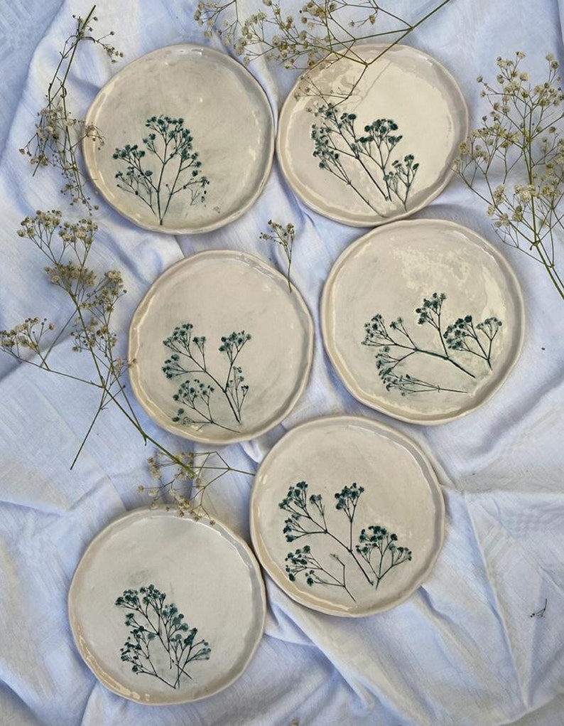 6 Pcs Ceramic Plates Ceramic Plate Set Ceramic With Plant - Etsy