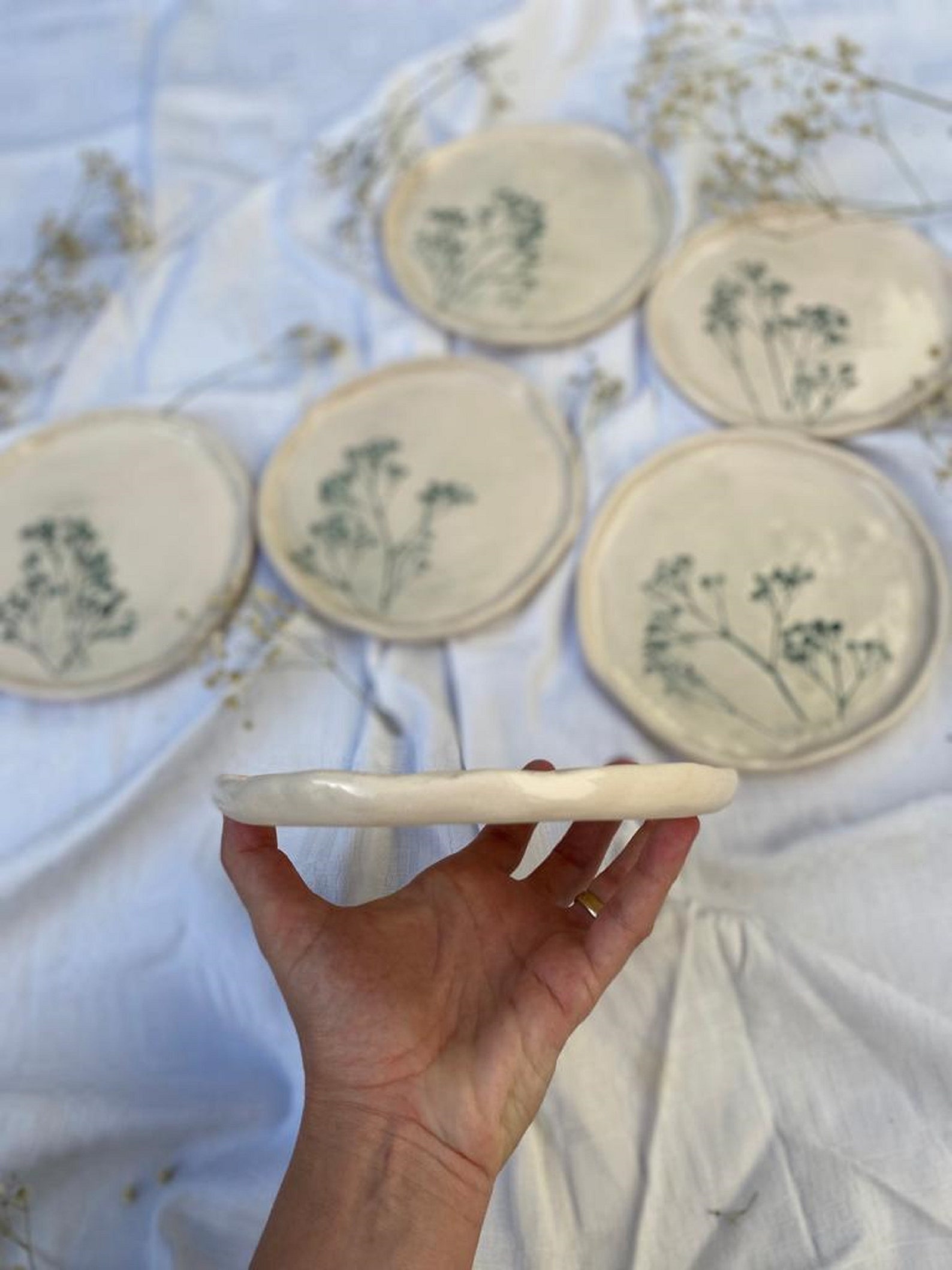 6 Pcs Ceramic Plates Ceramic Plate Set Ceramic With Plant - Etsy