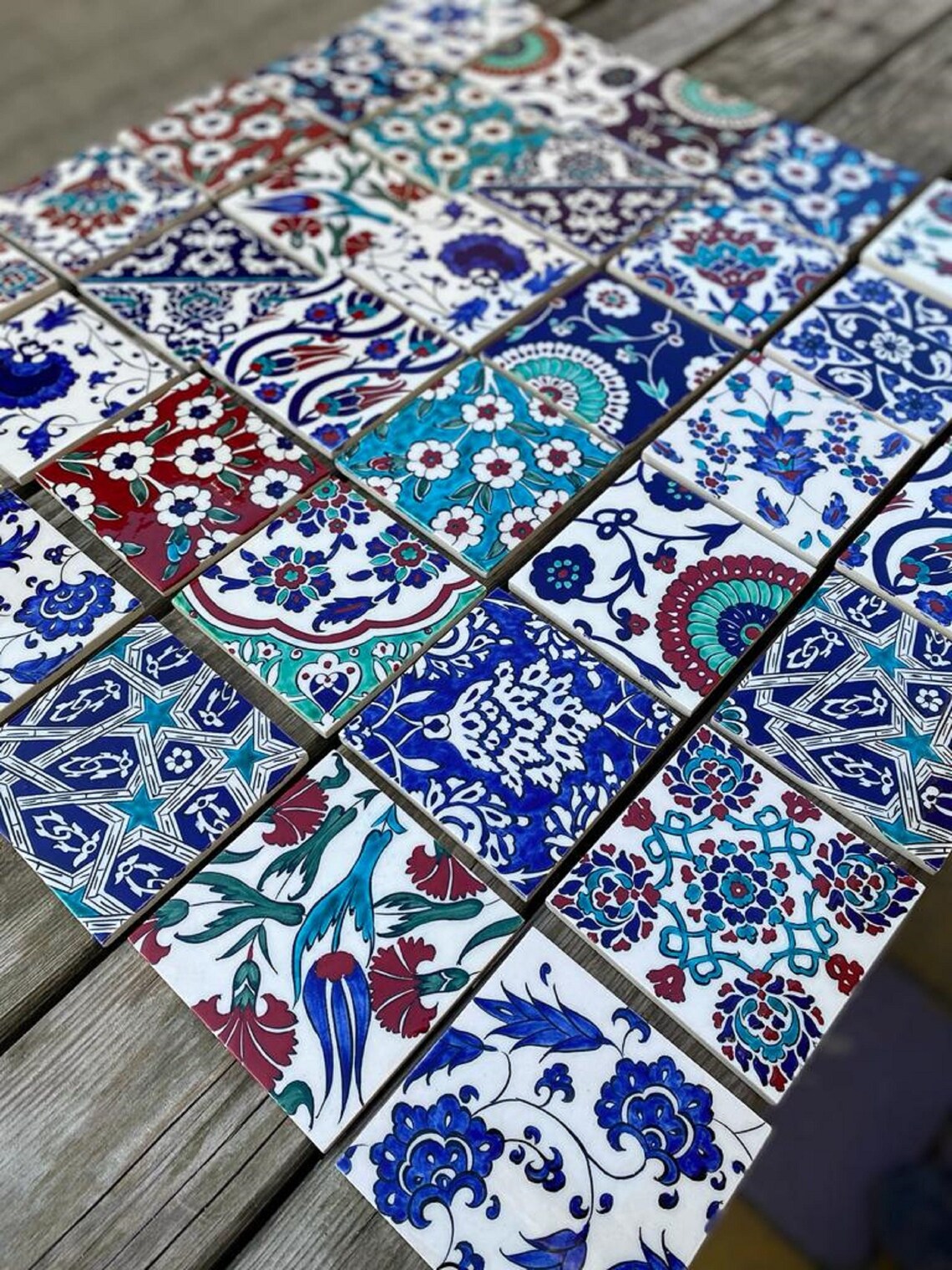 İznik Tile | 10 Pcs İznik Tiles | 10*10cm Handpainted | İznik Plate ...