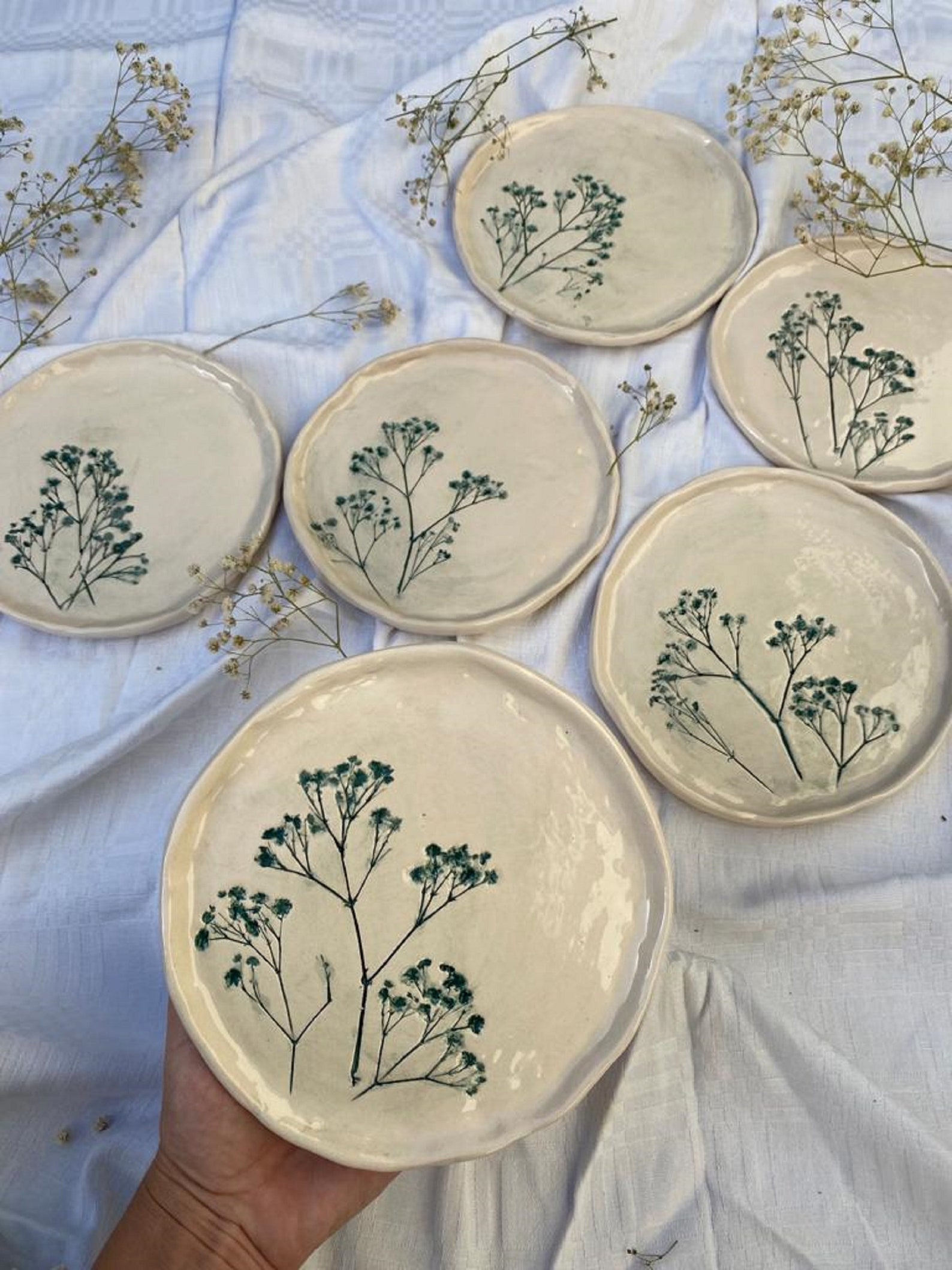 6 Pcs Ceramic Plates Ceramic Plate Set Ceramic With Plant - Etsy
