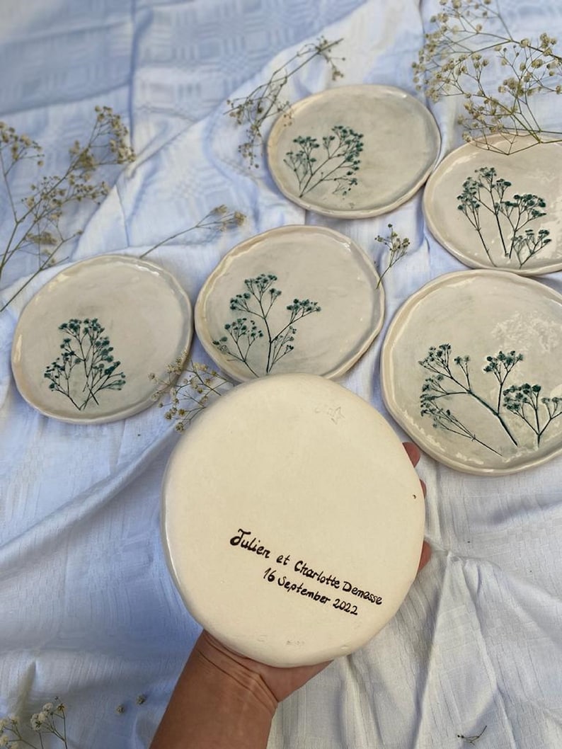 Ceramic Plate Set: Plant Design, Iznik Clay (6 Pcs) - Etsy