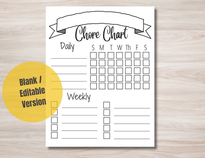 Personalized Chore Chart Digital Download | Includes Pictures and Words ...