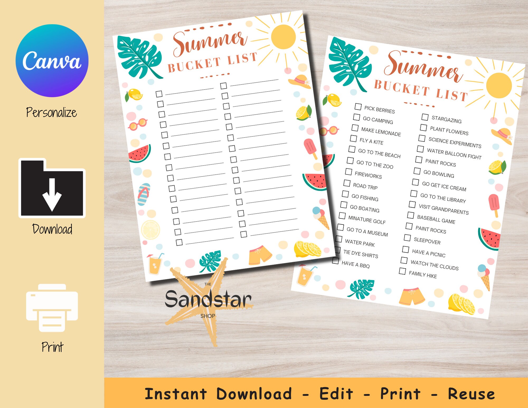 Summer Bucket List | Checklist | Printable and Editable | Summer to Do ...