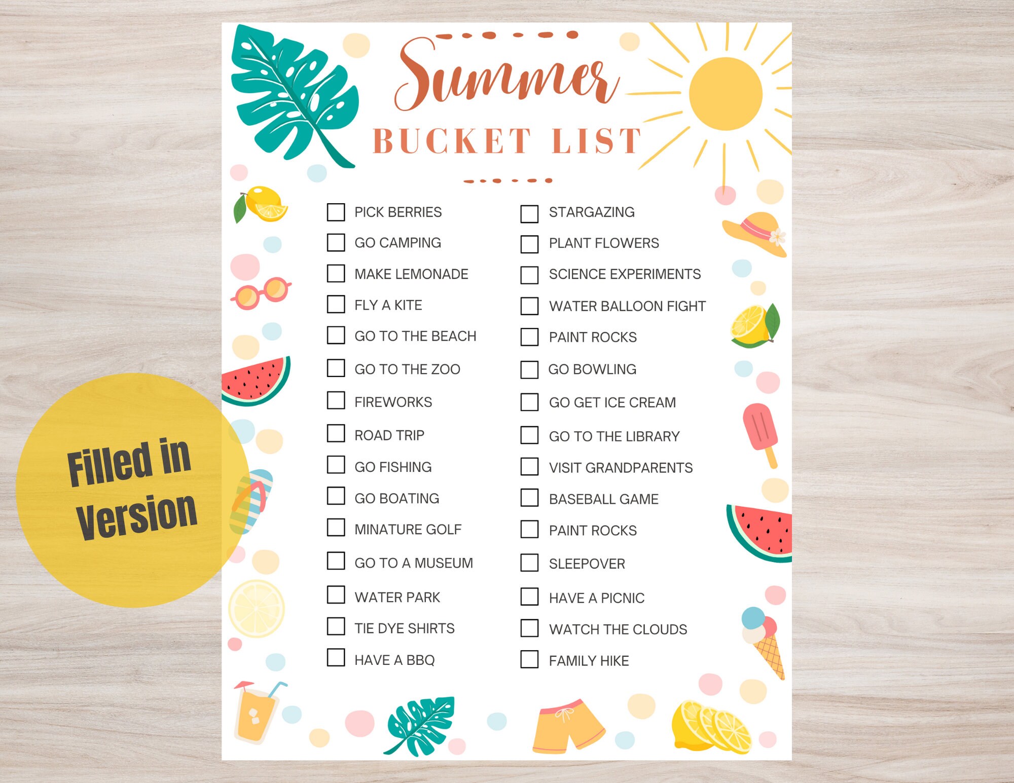 Summer Bucket List | Checklist | Printable and Editable | Summer to Do ...