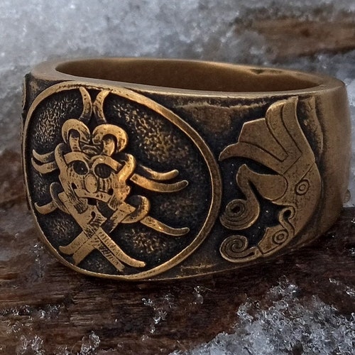 Triple Horn of Odin Ring Viking Jewelry Men Norse Raven - Etsy