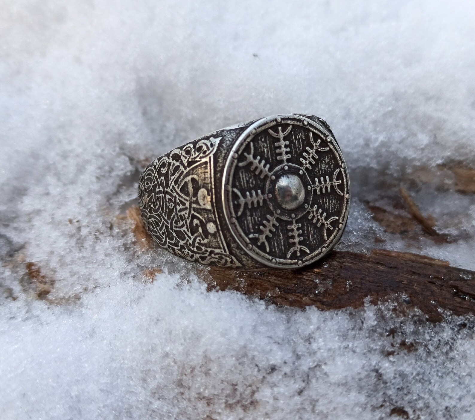 Aegishjalmur Norse Shield Ring Viking Jewelry | Etsy