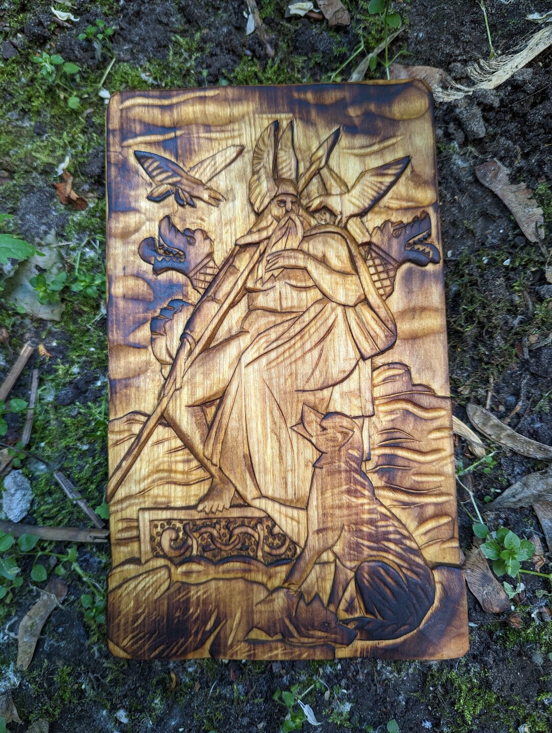 Odin Carving Wood Wall Panel Norse Viking Decor Nordic Art - Etsy