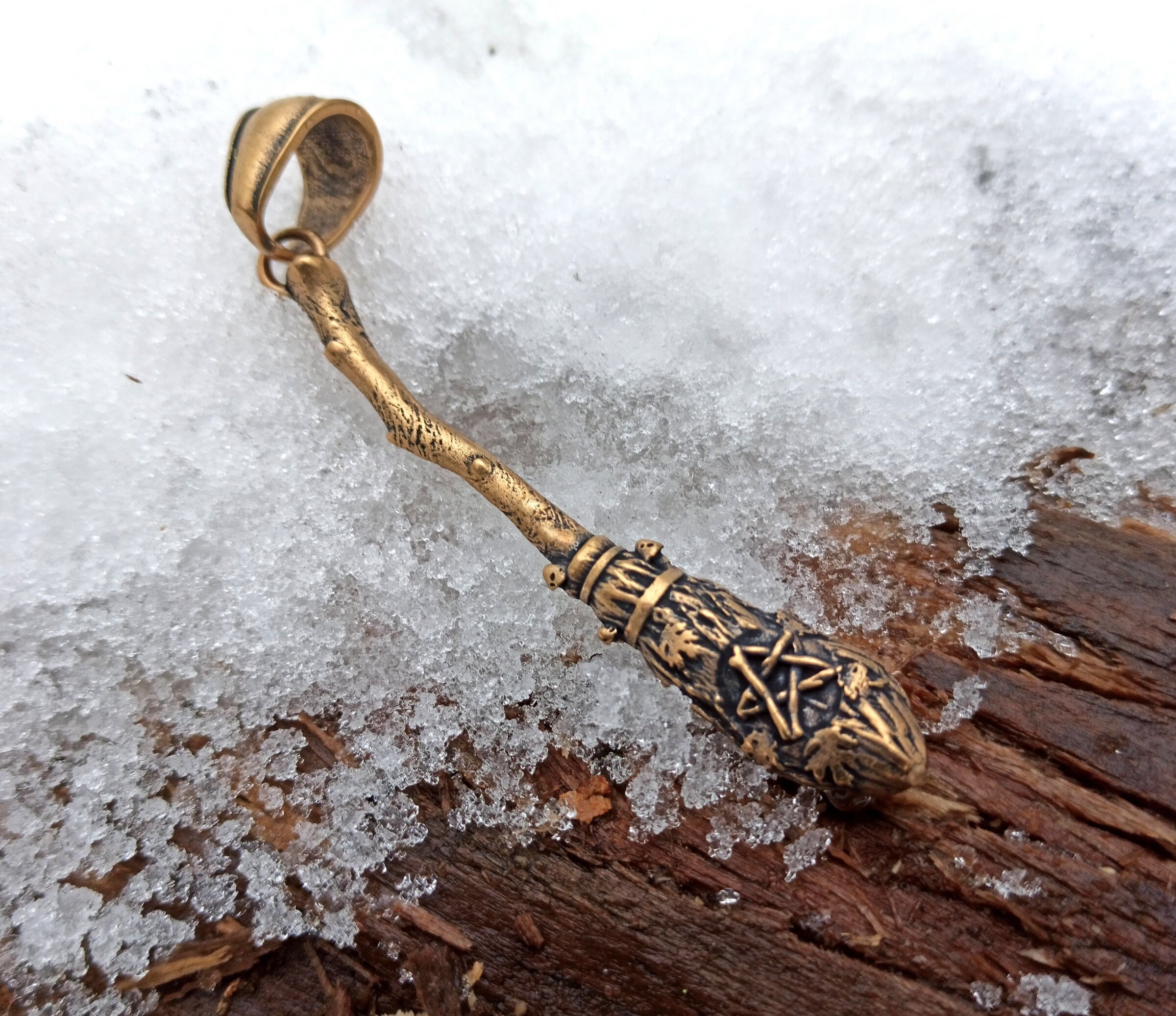 Witch Broom Pendant | Wiccan Necklace | Witchy Jewelry - Etsy