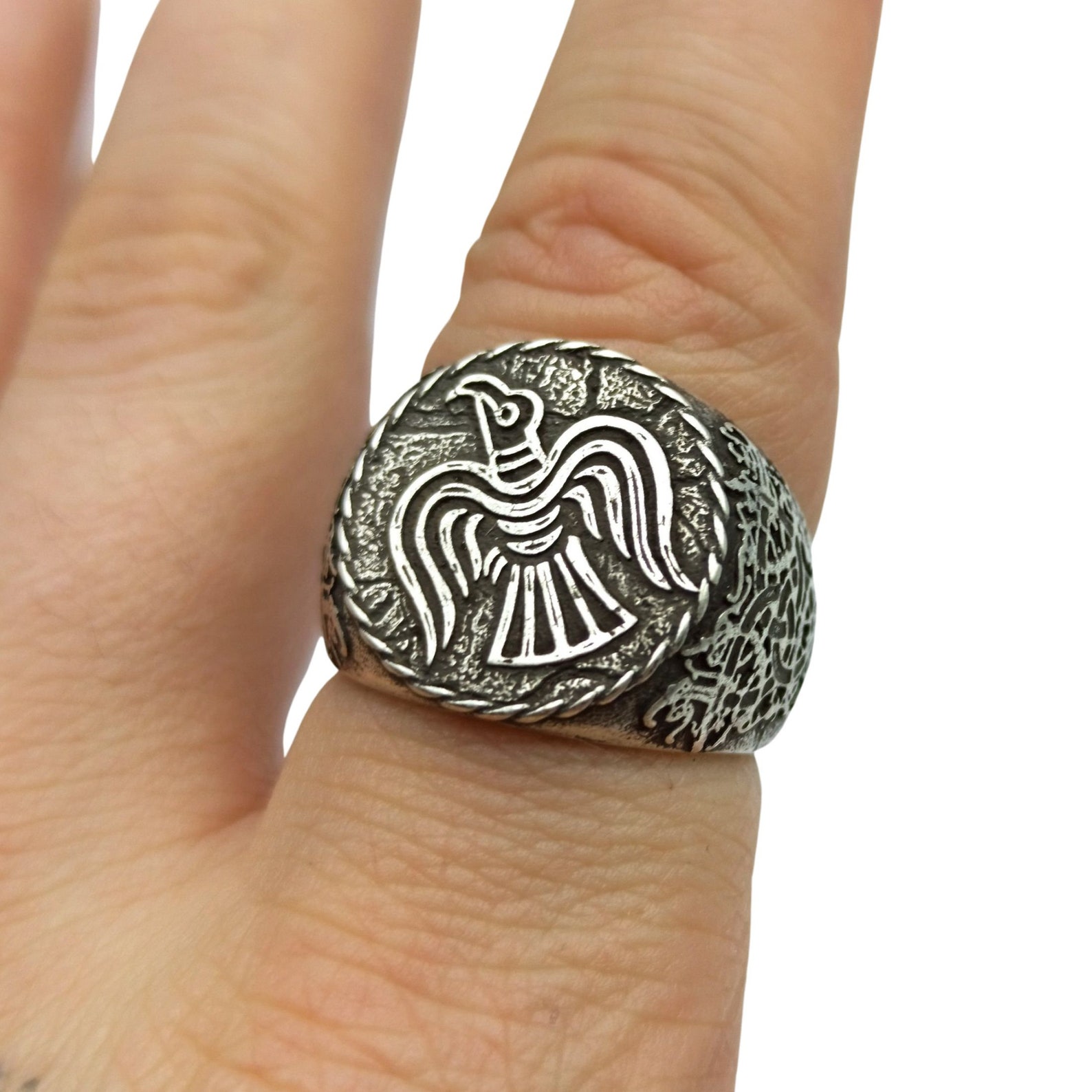 Raven Banner Ring Norse Signet Rings Viking Mens Jewelry - Etsy