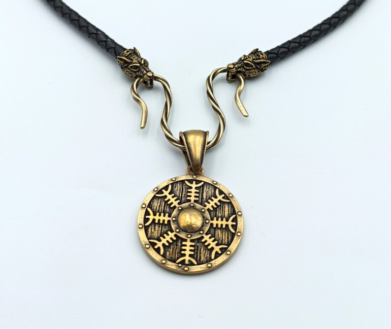Viking Shield Helm of Awe Pendant Norse Necklace | Etsy