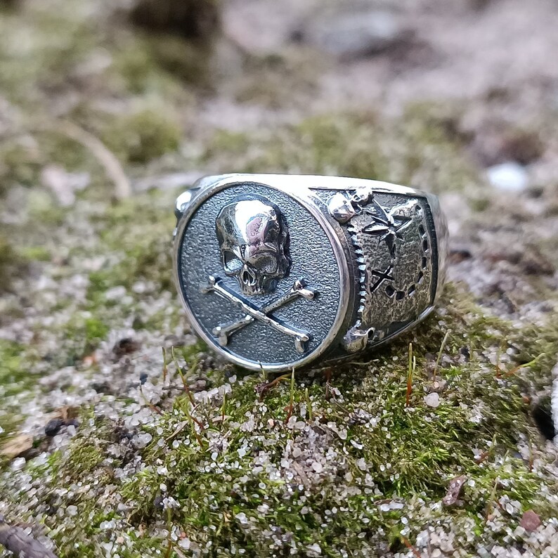 Pirate Skull Jolly Roger Signet Ring Jewelry Men - Etsy