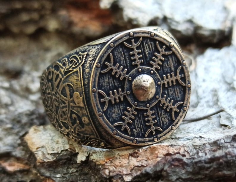 Aegishjalmur Norse Shield Ring Viking Jewelry - Etsy