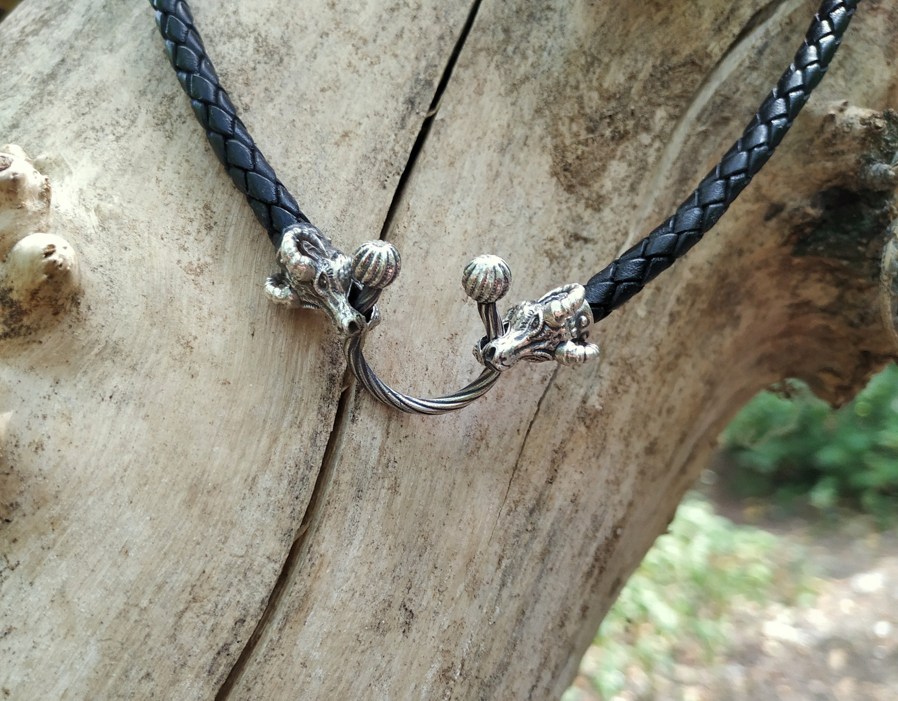 Viking Goat Silver Clasp Leather Necklace Jewelry | Etsy