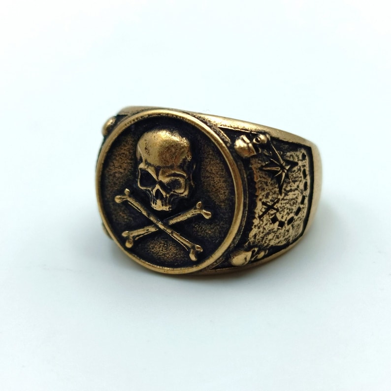 Pirate Skull Jolly Roger Signet Ring Jewelry Men - Etsy