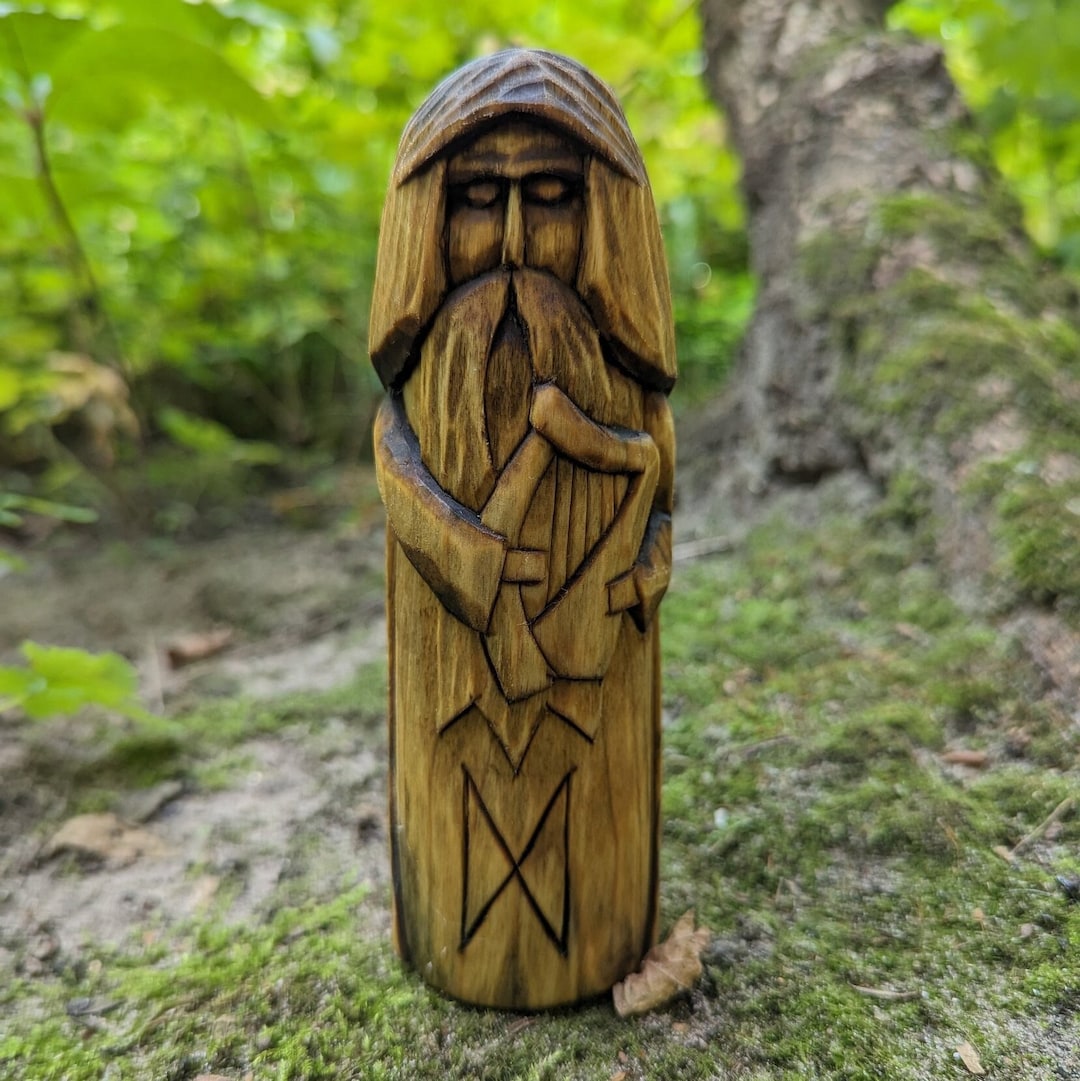 Bragi Wooden Figurine Norse Mythology Viking Pagan Decor - Etsy