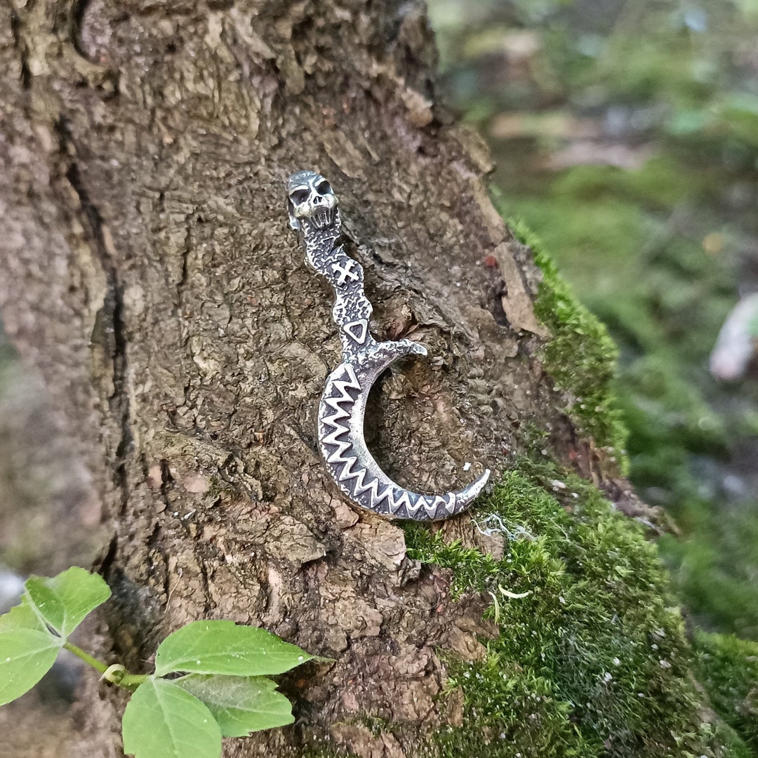 Slavic Sickle Witchy Pendant Witchcraft Necklace Pagan Jewelry - Etsy
