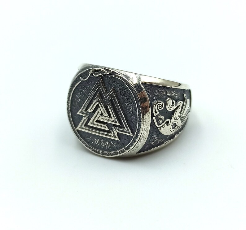 Valknut Raven Signet Ring Viking Norse Jewelry Men - Etsy