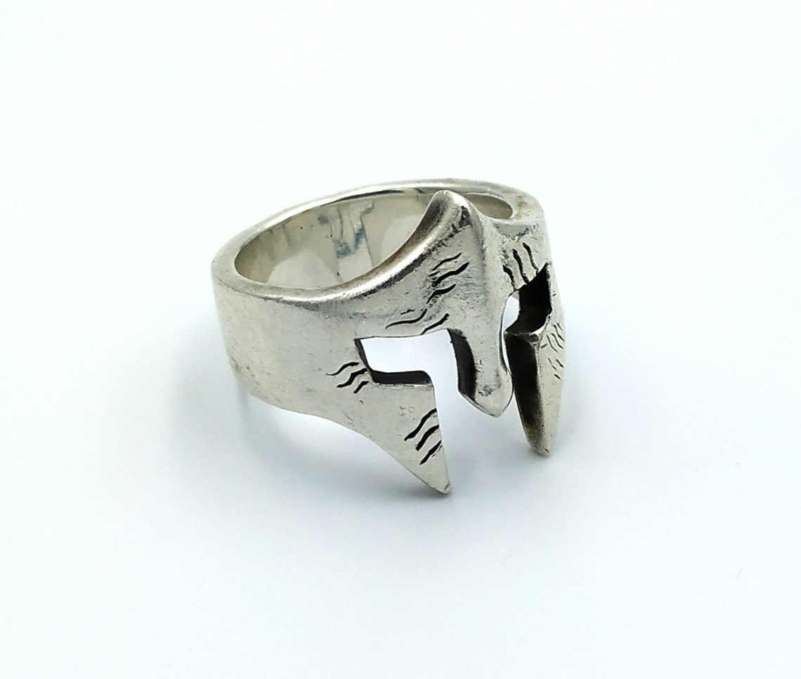 Spartan Helmet Ring Army Biker Unique Mens Ring - Etsy
