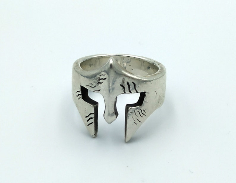 Spartan Helmet Ring Army Biker Unique Mens Ring - Etsy