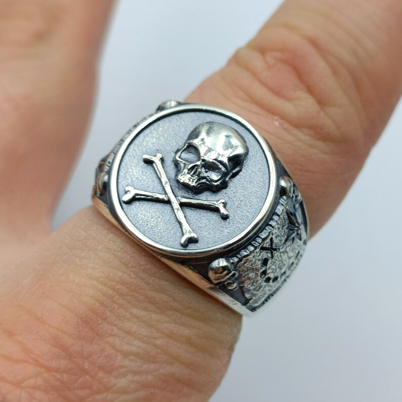 Pirate Skull Jolly Roger Signet Ring Jewelry Men - Etsy