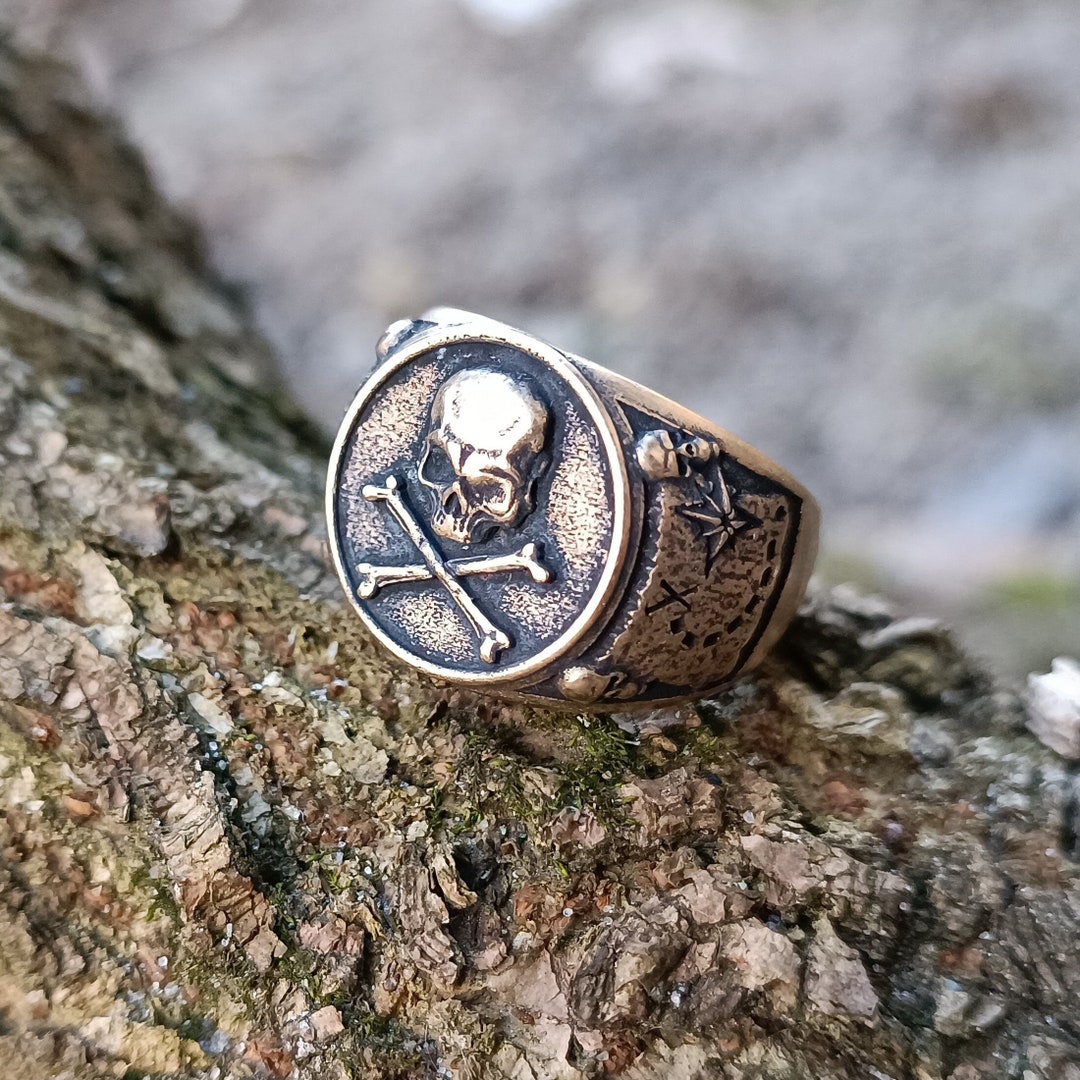 Pirate Skull Jolly Roger Signet Ring Jewelry Men - Etsy