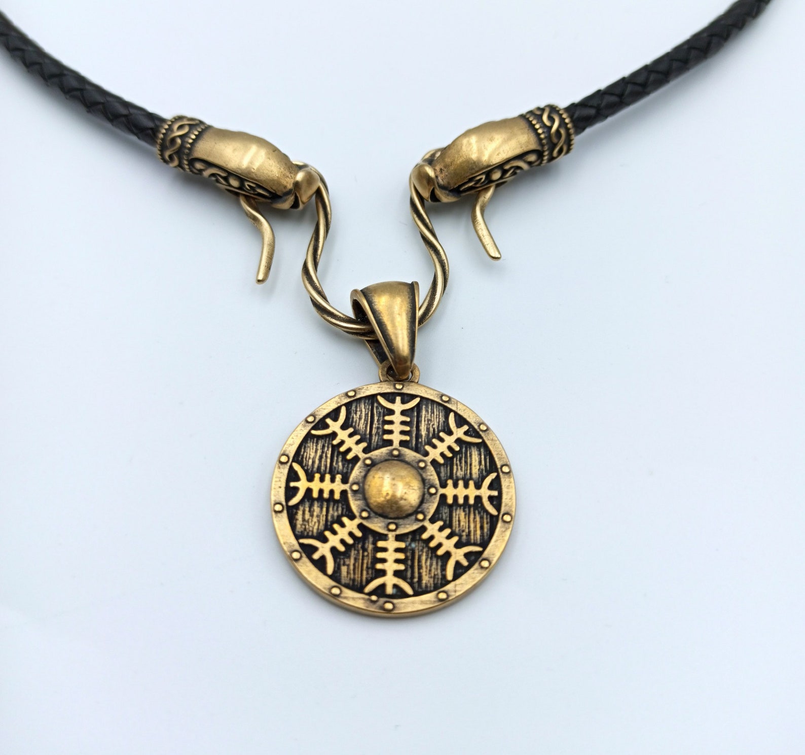 Viking Shield Helm of Awe Pendant Norse Necklace - Etsy