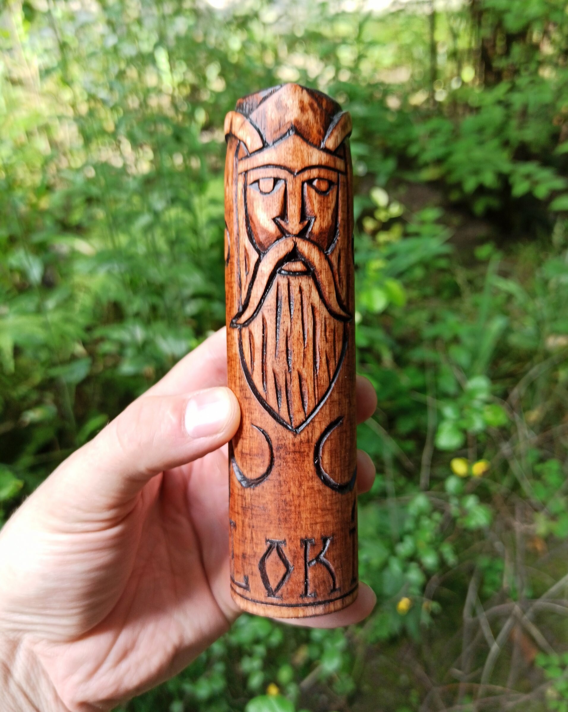 Loki wood carved figurine Viking Norse gods pagan statue | Etsy