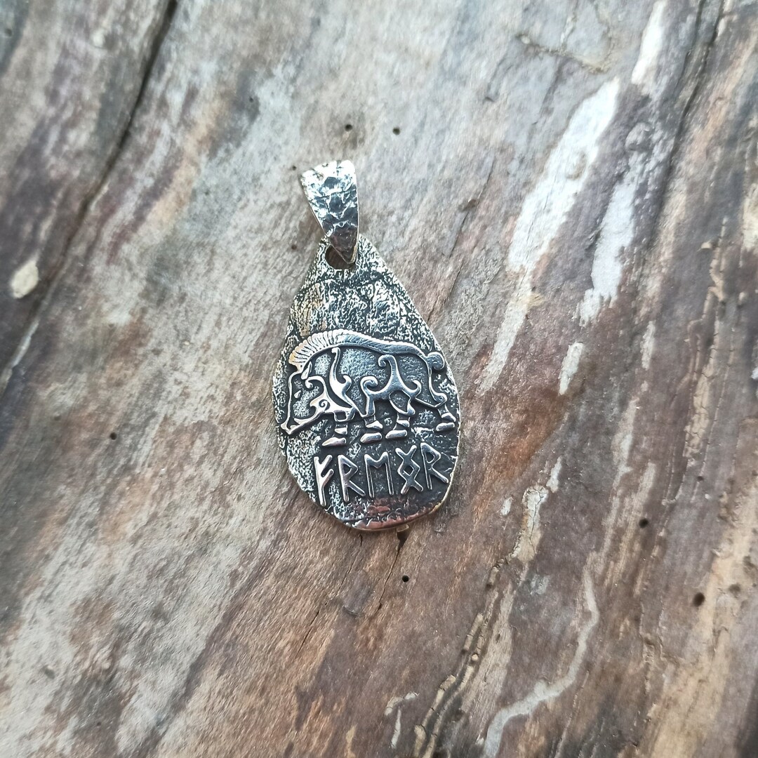 Freyr Boar Rune Necklace | Norse Pagan Scandinavian Jewelry - Etsy
