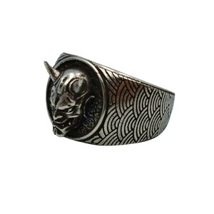 Oni Mask Demon Signet Ring Japanese Mythology Jewelry Men - Etsy