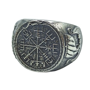 Vegvisir Viking Nordic Compass Ring | Norse Pagan Jewelry - Etsy