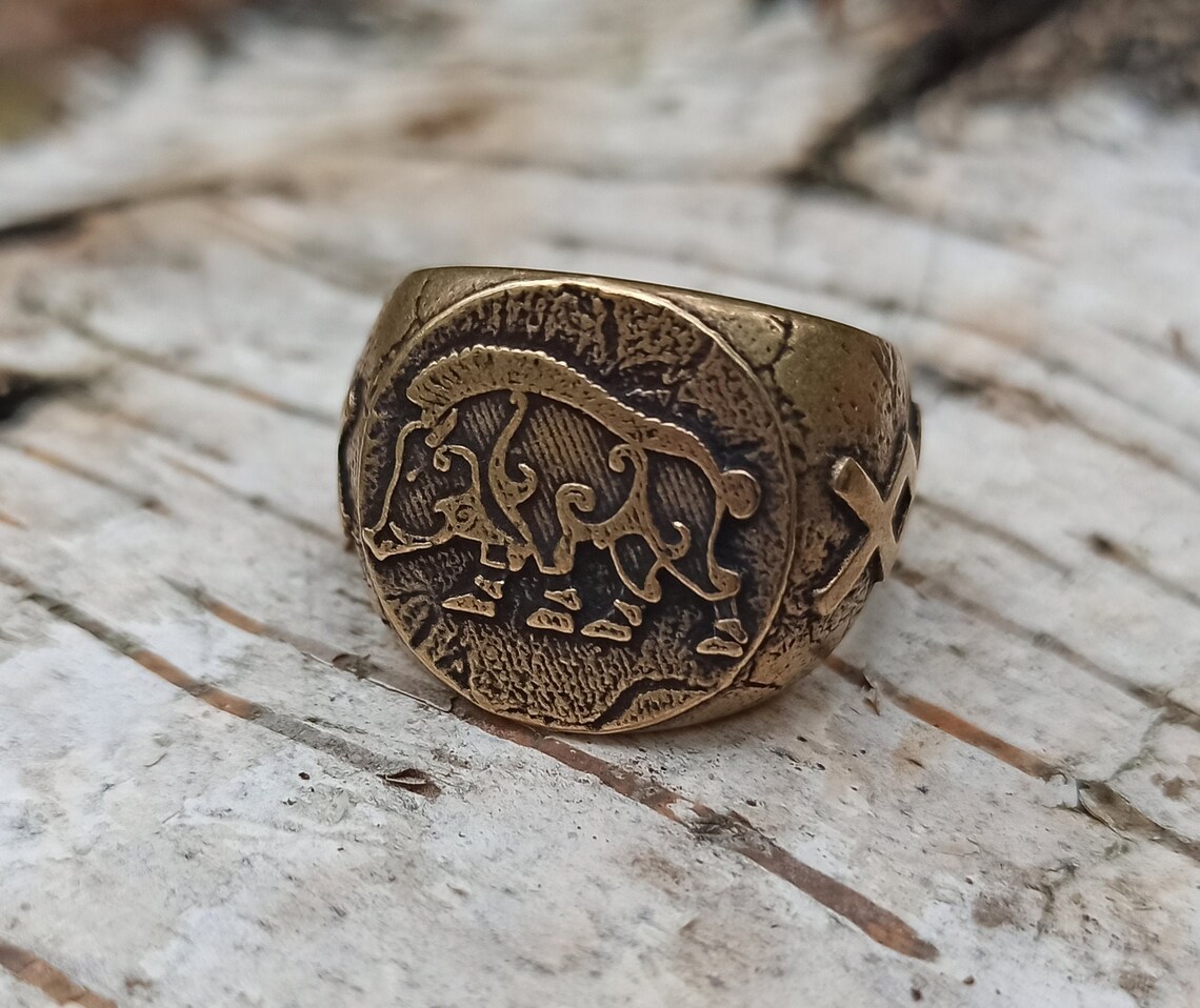 Freyr Boar Norse Ring Viking Jewelry Ingwaz Rune - Etsy