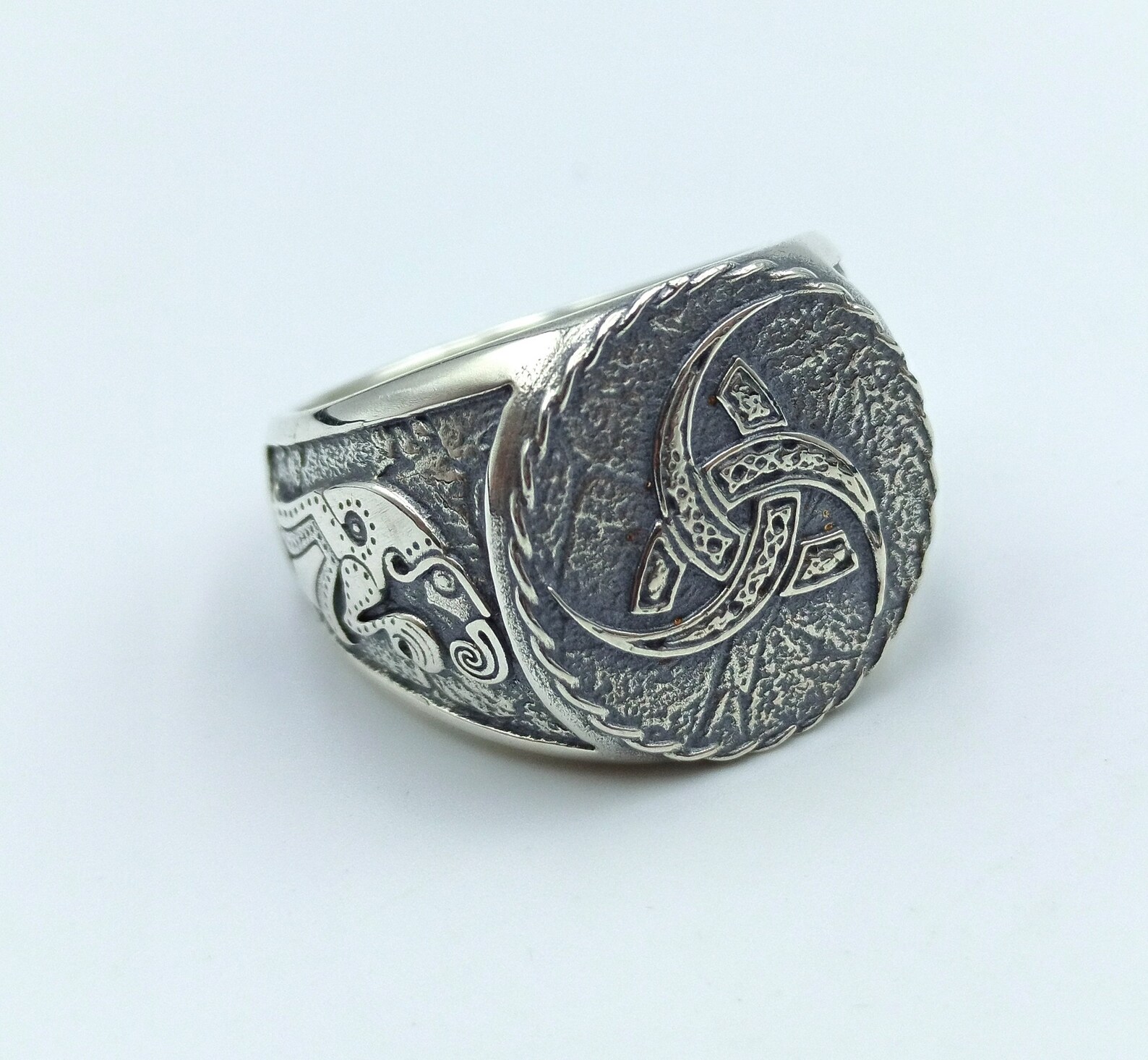 Triple horn of Odin ring Viking jewelry men Norse raven | Etsy