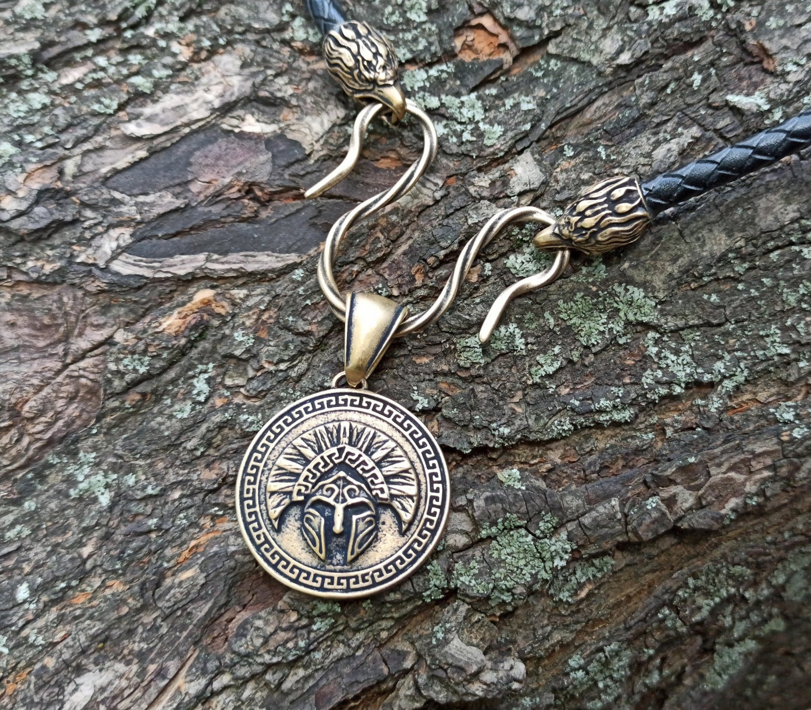 Spartan Shield Pendant Greek Eagle Necklace Jewelry - Etsy