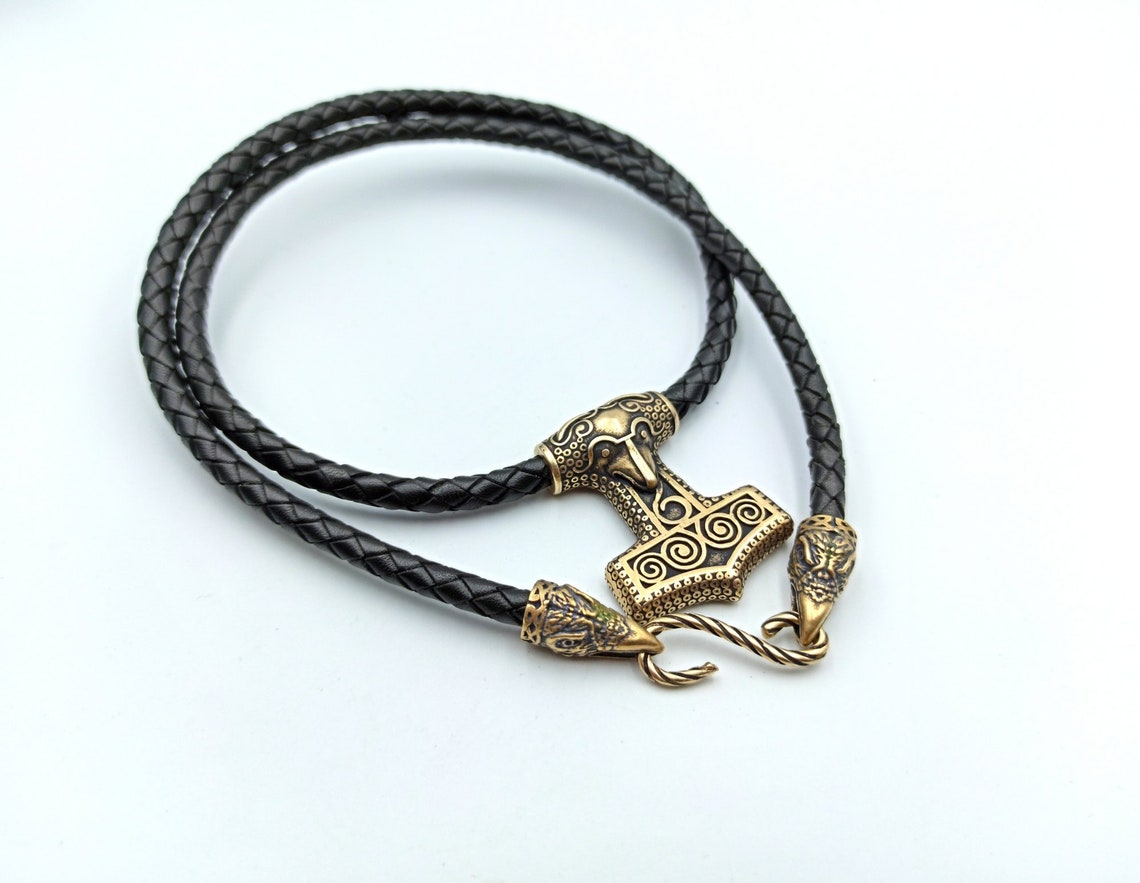 Bronze Mjolnir pendant Norse necklace Viking jewelry | Etsy