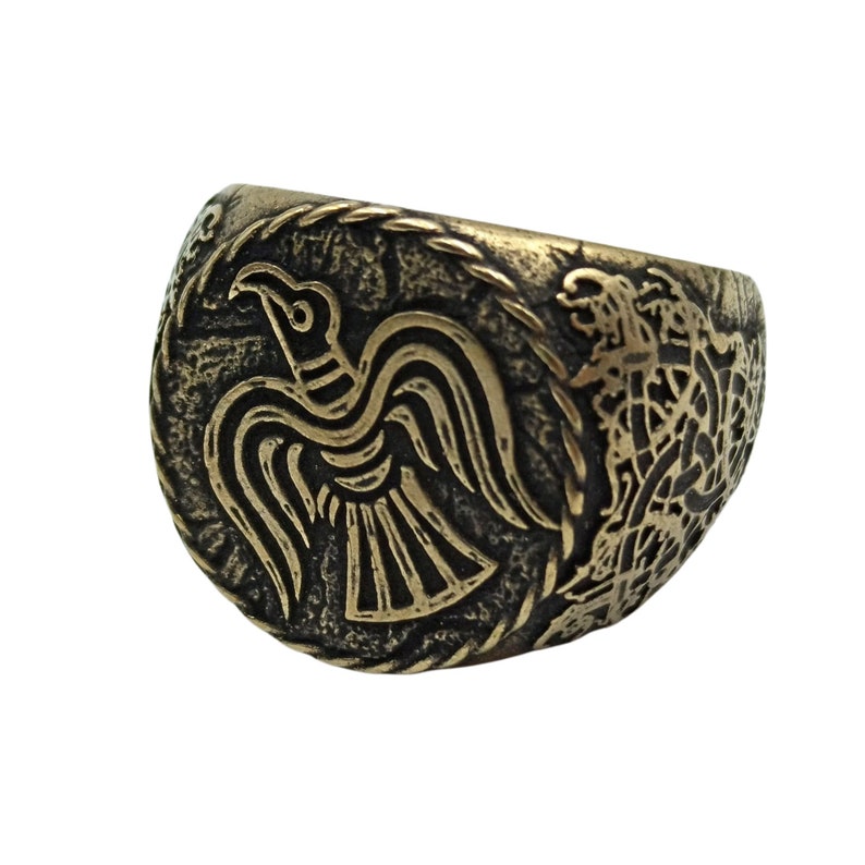 Raven Banner Ring Norse Signet Rings Viking Mens Jewelry - Etsy