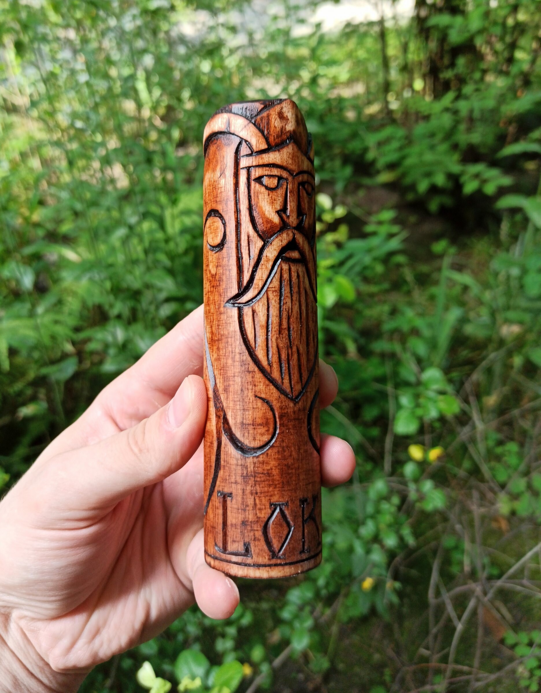 Loki wood carved figurine Viking Norse gods pagan statue | Etsy