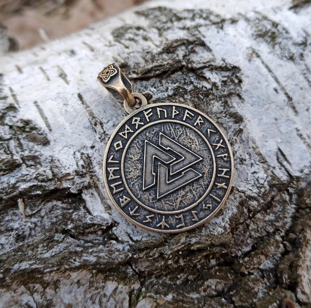 Valknut Bronze Pendant | Norse Necklace | Viking Jewelry - Etsy