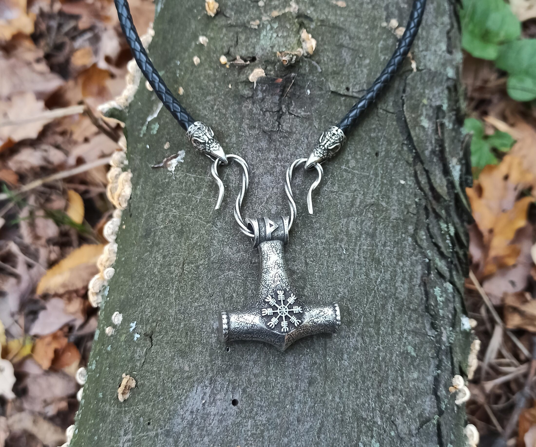 Mjolnir Rune Pendant Norse Raven Necklace Viking Jewelry | Etsy