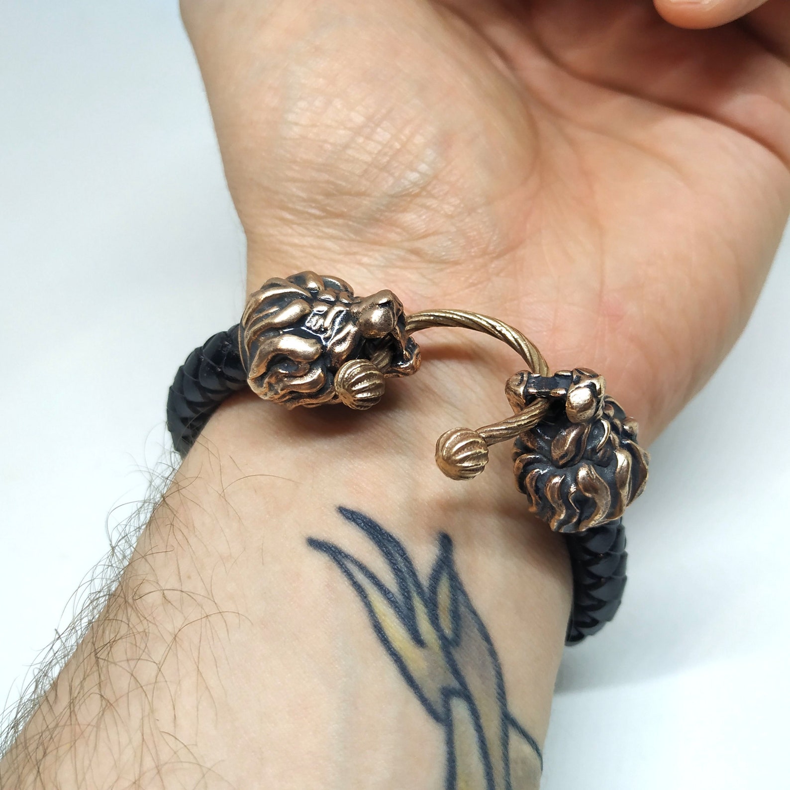 Lion Head Custom Mens Bracelet Leather Wristband Cuff - Etsy
