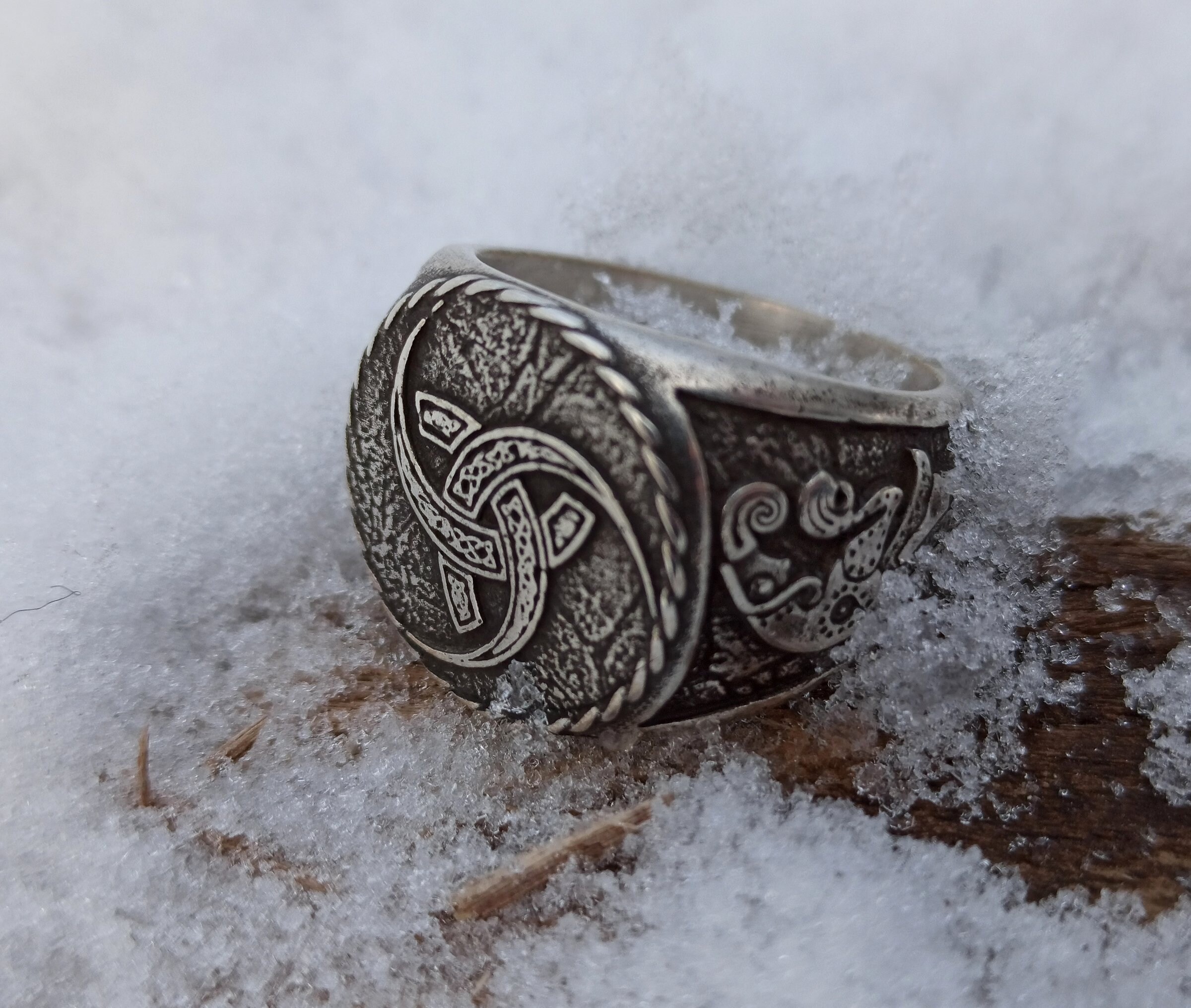 Triple horn of Odin ring Viking jewelry men Norse raven | Etsy
