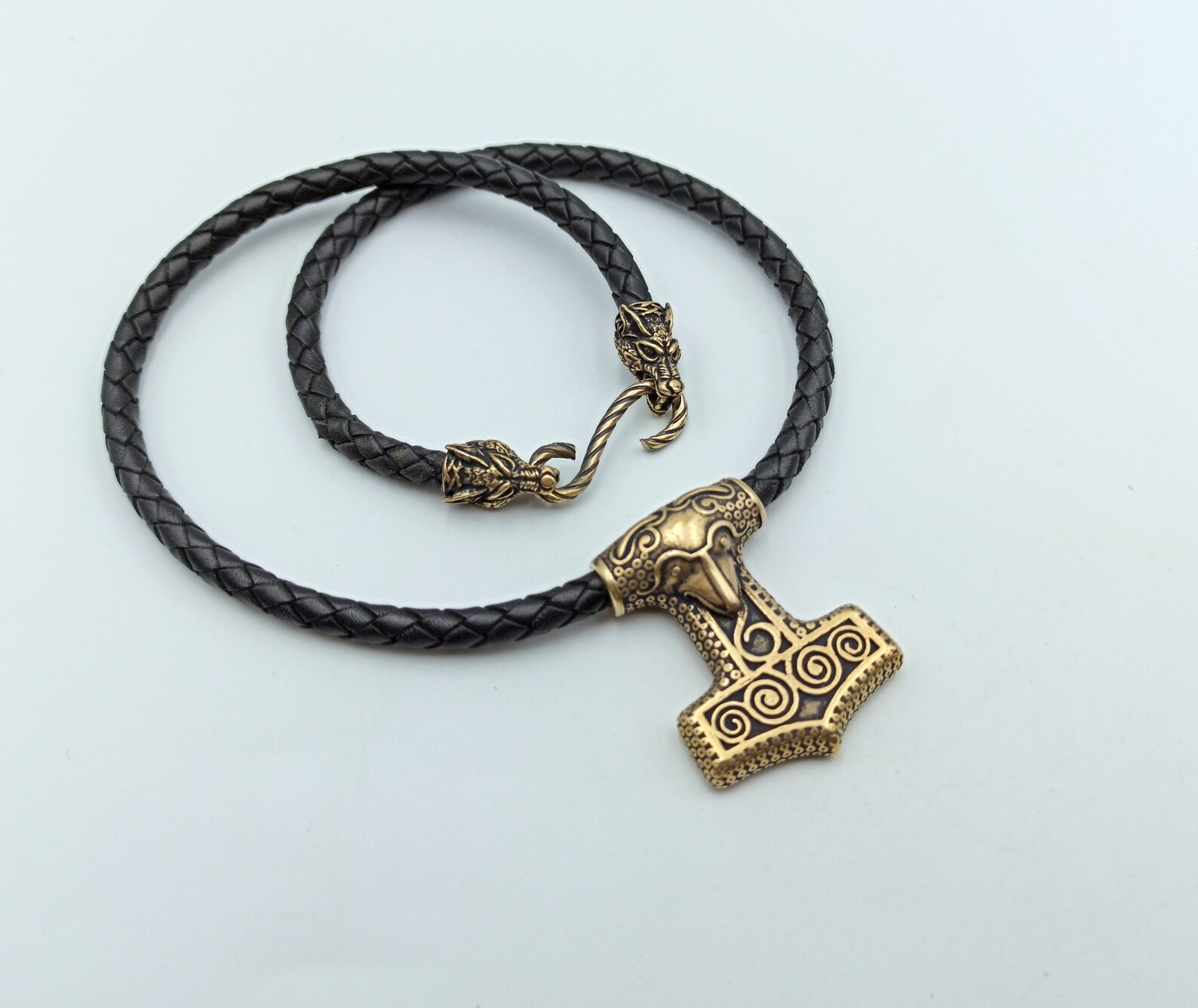 Bronze Mjolnir pendant Norse necklace Viking jewelry | Etsy