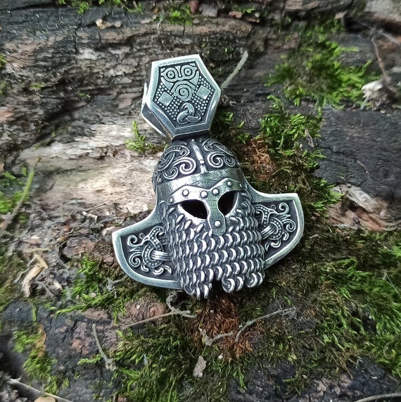 Viking Warrior Necklace Norse Art Pendant Nordic Mens | Etsy