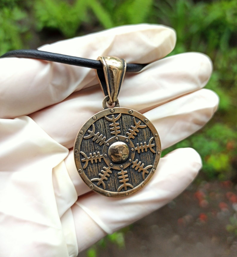 Viking Shield Helm of Awe Pendant Norse Necklace | Etsy