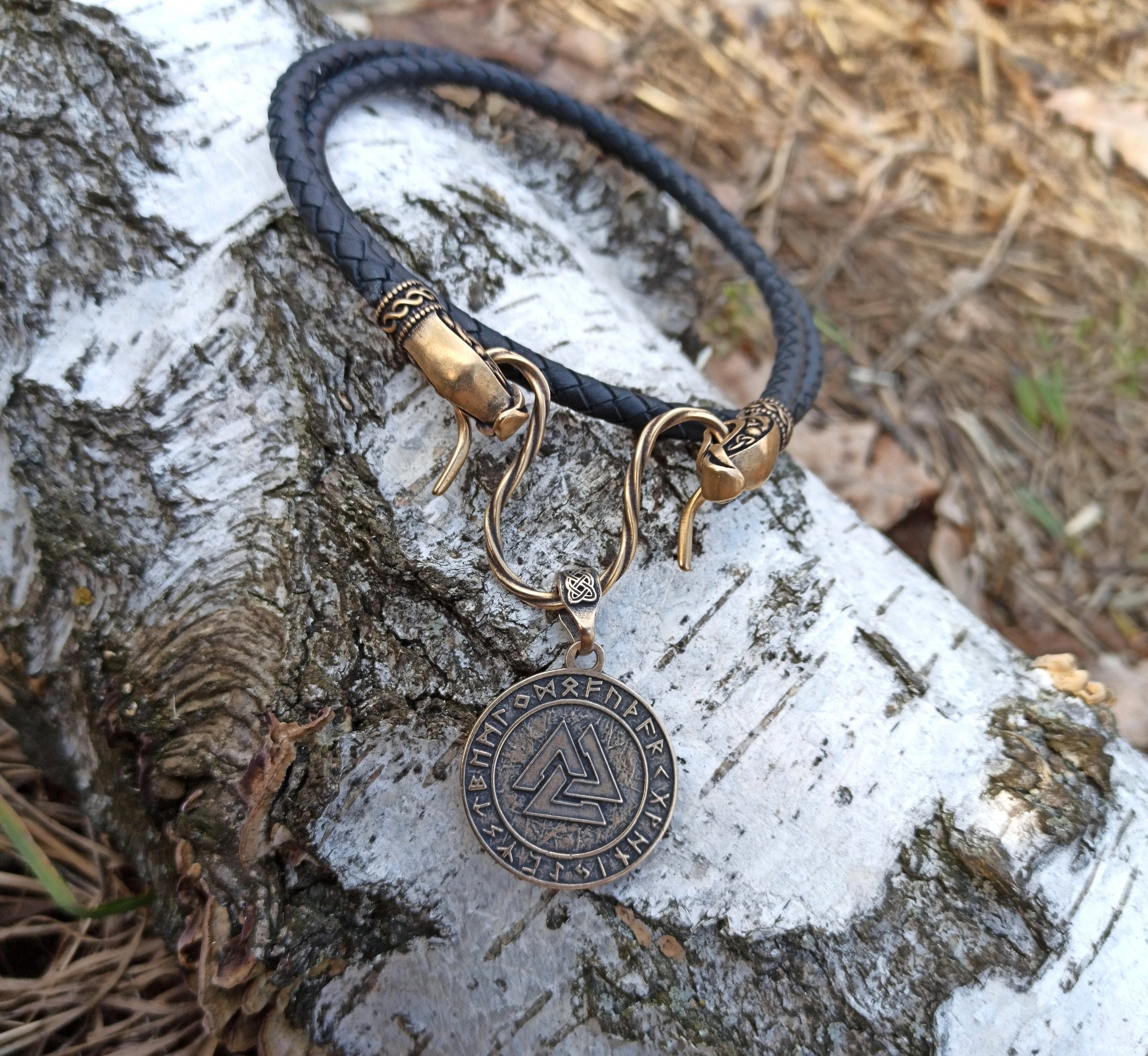 Valknut bronze pendant Norse necklace Viking jewelry | Etsy